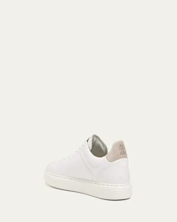 Brunello Cucinelli Grained Calfskin Sneakers - White