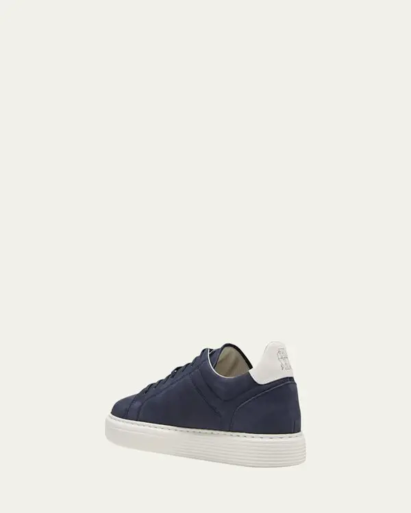 Brunello Cucinelli Nubuck Calfskin Low-top Sneakers - Dark Blue