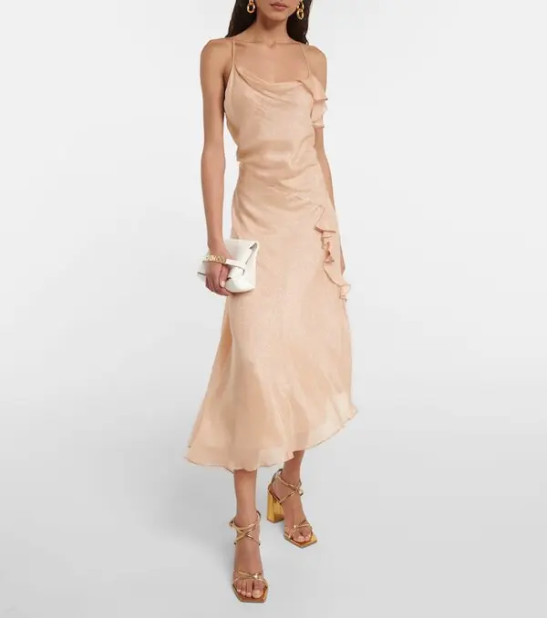 Victoria Beckham Bias Cami Lurex® Twill Slip Dress
