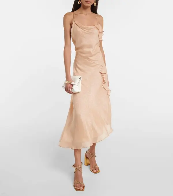 Victoria Beckham Bias Cami Lurex® Twill Slip Dress