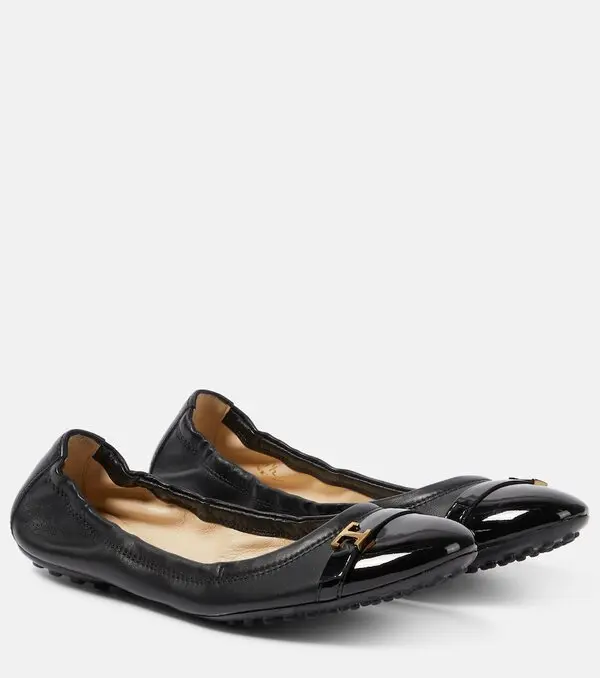 TOD'S Bubble Leather Ballet Flats - Black