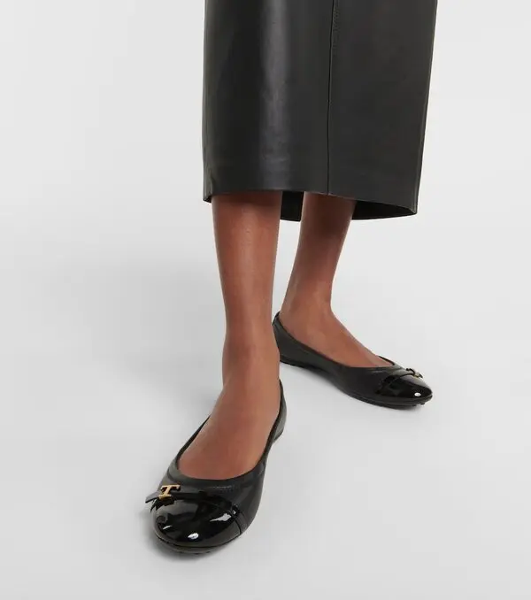 TOD'S Bubble Leather Ballet Flats - Black