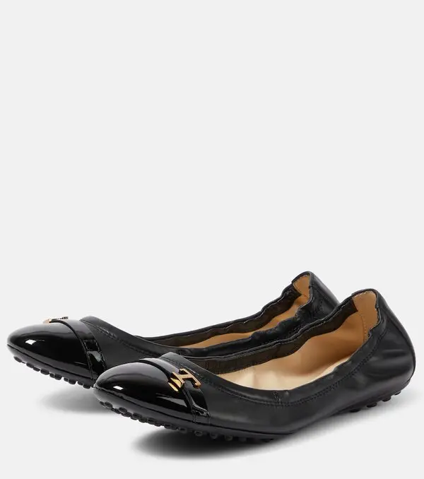 TOD'S Bubble Leather Ballet Flats - Black