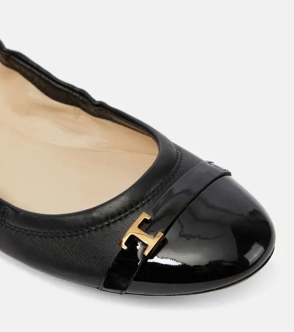 TOD'S Bubble Leather Ballet Flats - Black