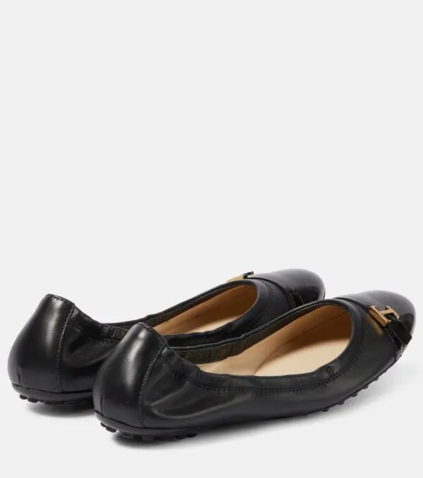 TOD'S Bubble Leather Ballet Flats