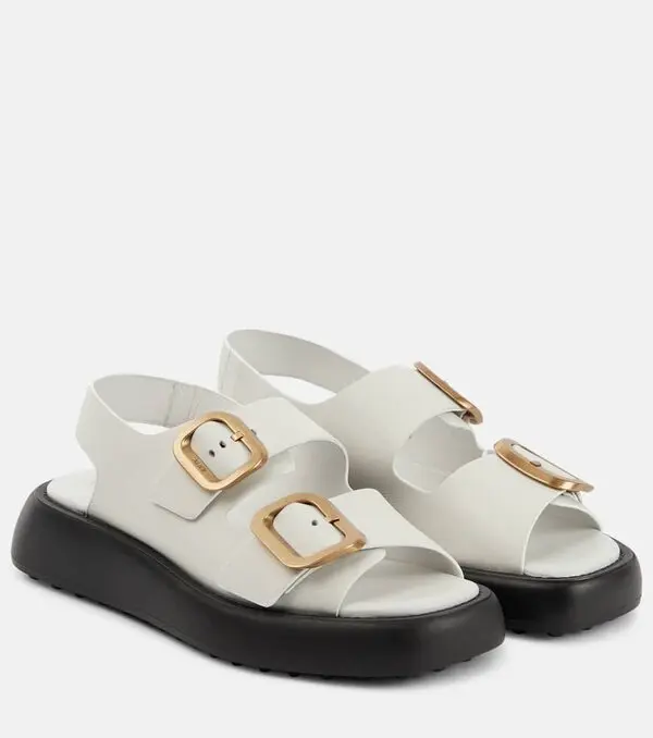 TOD'S Gomma Leather Sandals - White