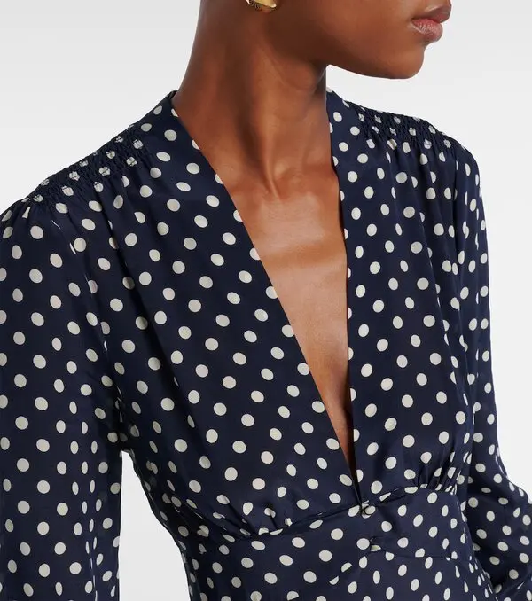 Rixo Emory Polka-dot Maxi Dress - Blue