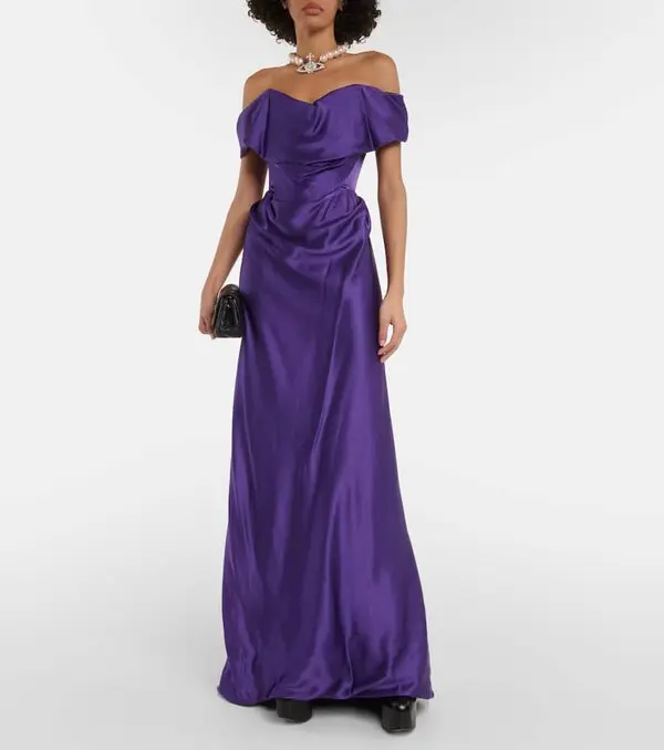 purple vivienne westwood dress Vivienne Westwood Off-Shoulder Bustier Gown In Purple - 30% Off