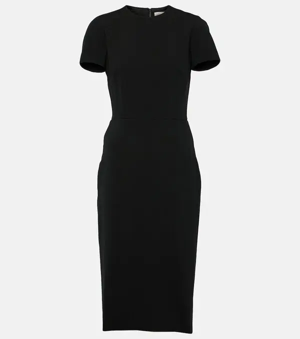 Victoria Beckham Fitted Crêpe Midi Dress - Black