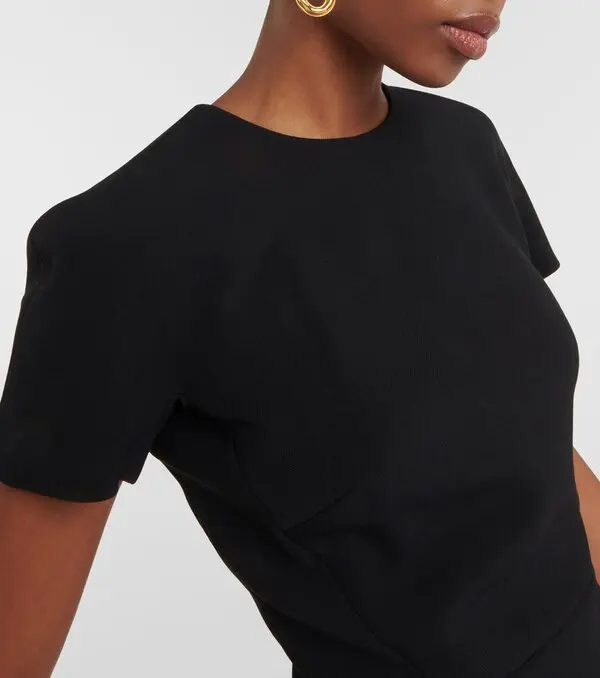 Victoria Beckham Fitted Crêpe Midi Dress - Black