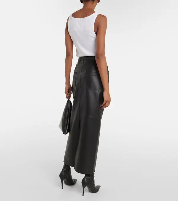 Wardrobe.NYC Back-slit Leather Maxi Skirt