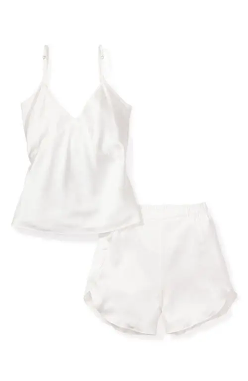 PETITE PLUME Mulberry Silk Short Pajamas - White