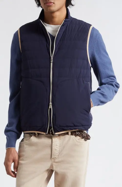 Brunello Cucinelli Quilted Water-resistant Down Vest - Cvj09 Navy/brown