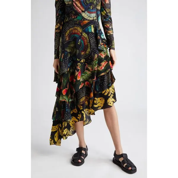 Farm Rio Mix Print Midi Skirt