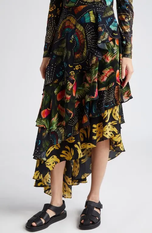 Farm Rio Mix Print Midi Skirt