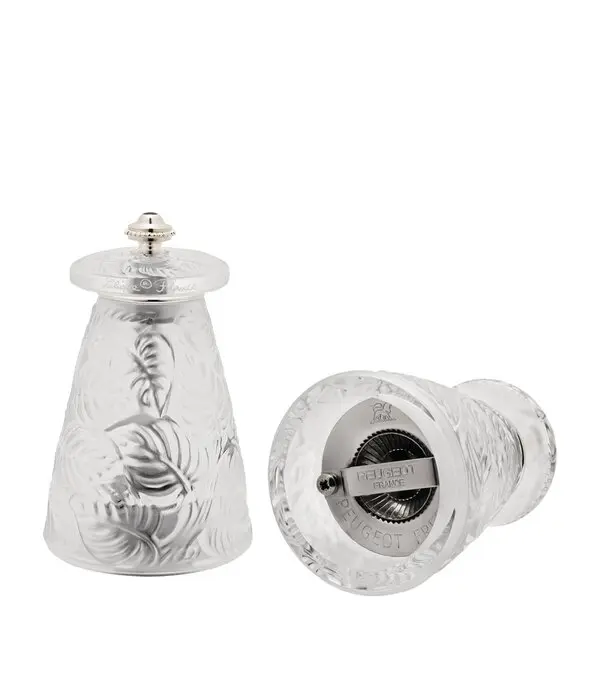 Lalique Feuilles Crystal Salt And Pepper Grinders - Clear