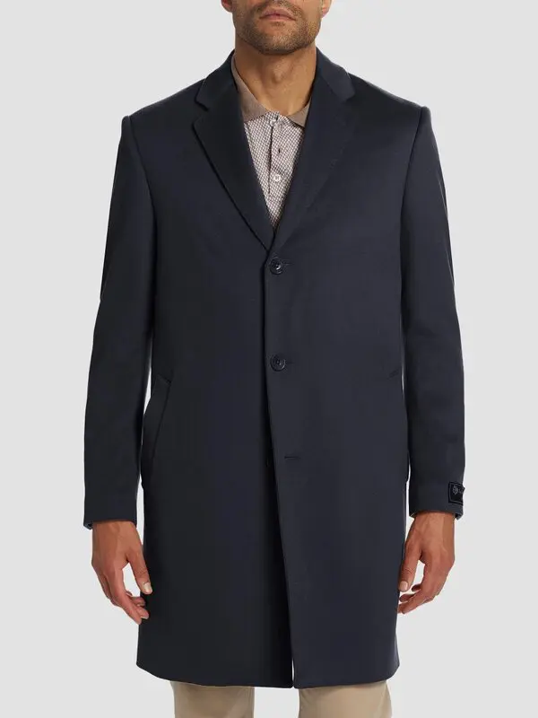 SAKS FIFTH AVENUE Collection Classic Cashmere Topcoat - Navy