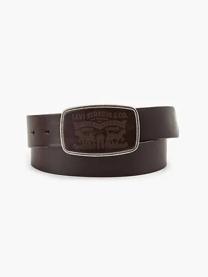 LEVI'S Two Horse Plaque Leather Belt - Dark Brown
