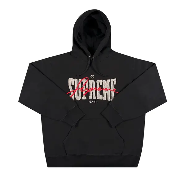 Supreme Embroidered Chenille Hooded Sweatshirt - Black