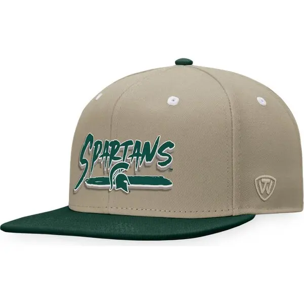 Top Of The World Michigan State Spartans Land Snapback Cap By - Khaki