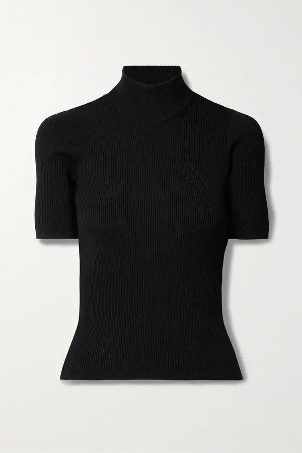 Max Mara Leisure Peter Metallic Ribbed-knit Turtleneck Sweater