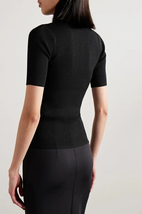 Max Mara Leisure Peter Metallic Ribbed-knit Turtleneck Sweater