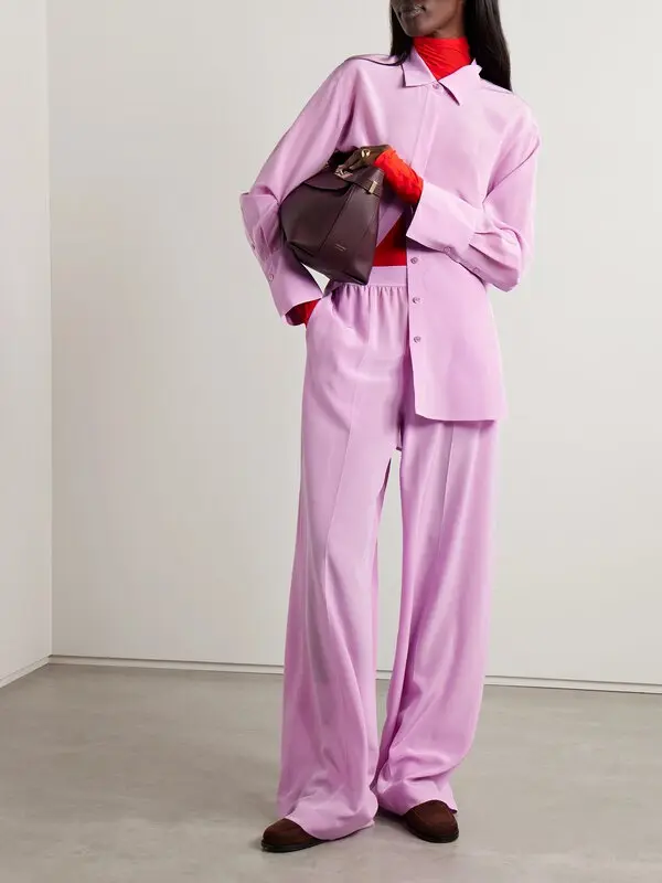 JOSEPH Hulin Silk Crepe De Chine Wide-leg Pants - Pink
