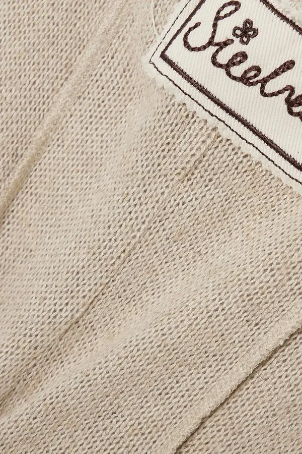 SIEDRES Appliquéd Flared Linen-blend Pants