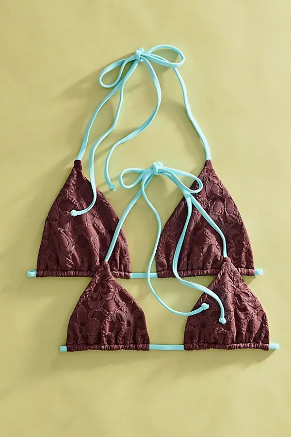 Free People Michelle Jacquard Bikini Top - Brownstone