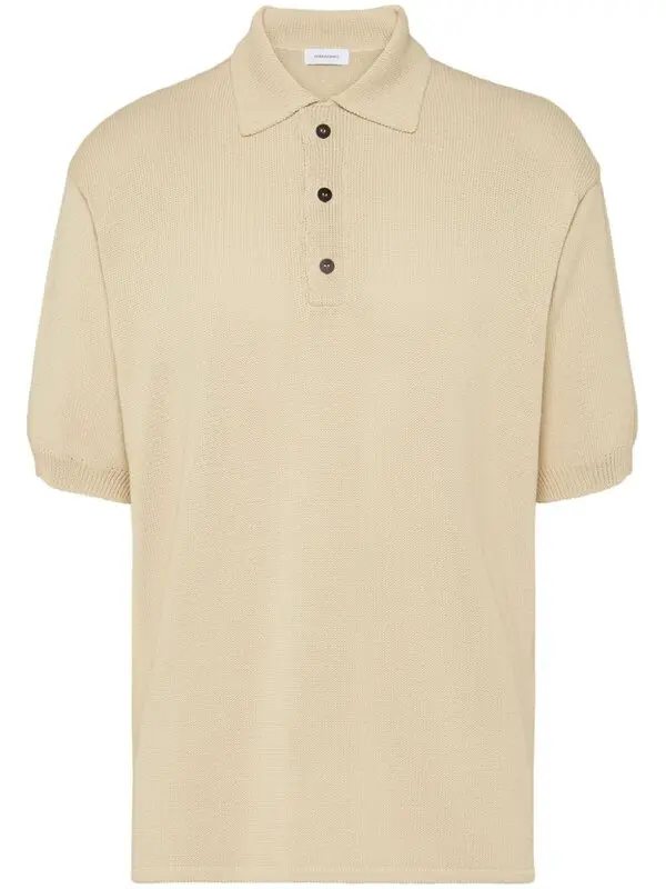 FERRAGAMO Logo-plaque Knitted Polo Shirt