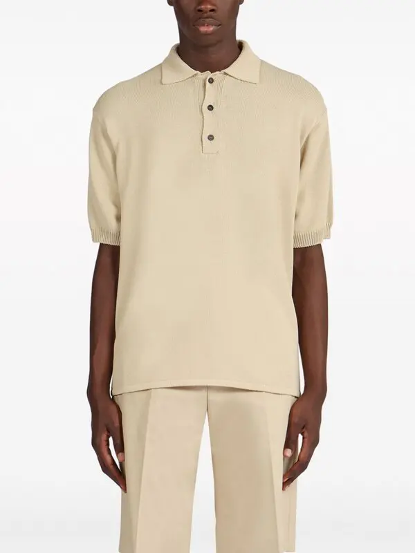 FERRAGAMO Logo-plaque Knitted Polo Shirt