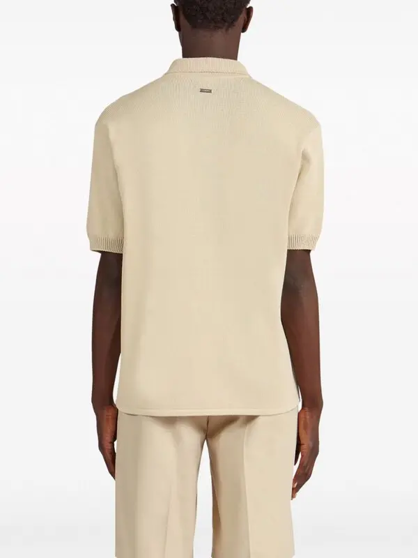 FERRAGAMO Logo-plaque Knitted Polo Shirt