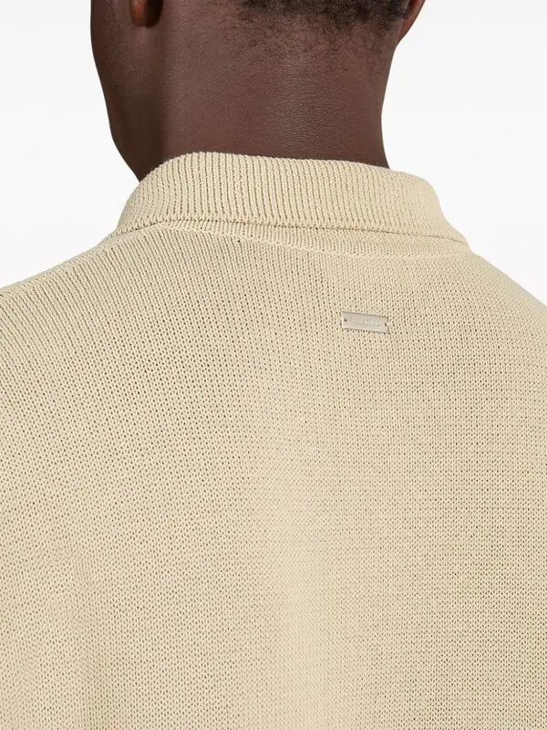 FERRAGAMO Logo-plaque Knitted Polo Shirt