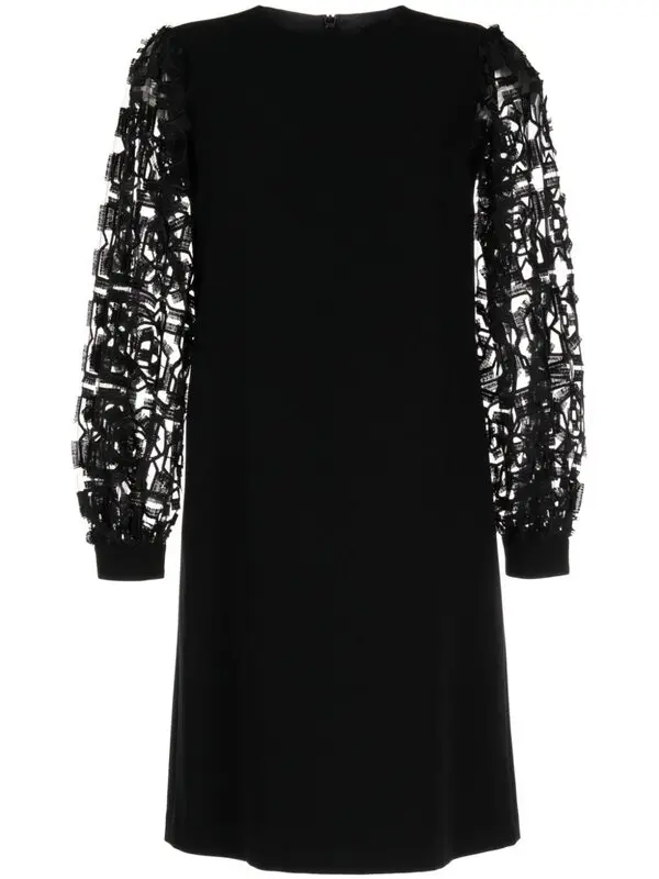Paule Ka Embroidered Tulle-Sleeve Midi Dress In Black - 60% Off |  Editorialist