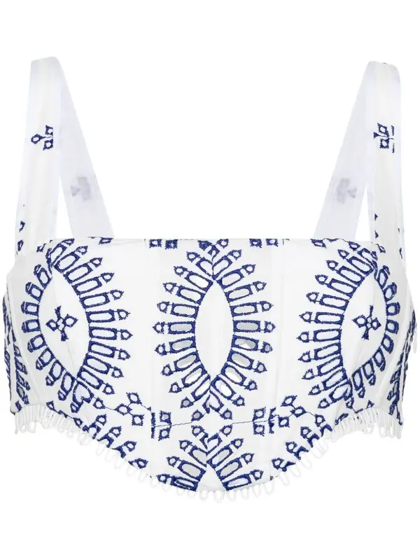 Charo Ruiz Ibiza Güik Broderie-anglaise Crop Top - White