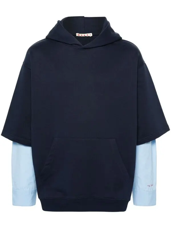 Marni Layered-design Hoodie - Blue