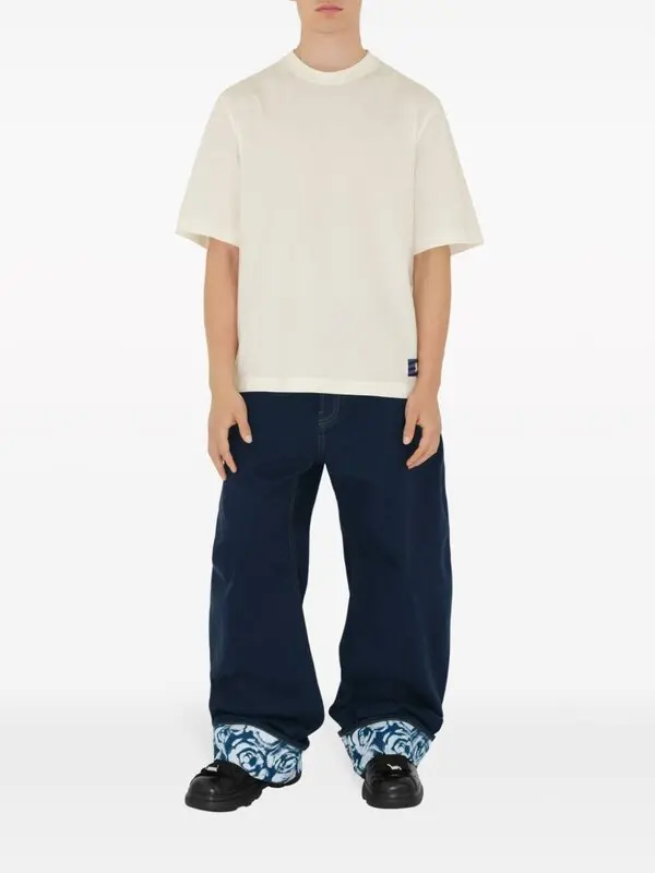 Burberry Ekd Logo-patch Cotton T-shirt - Neutrals