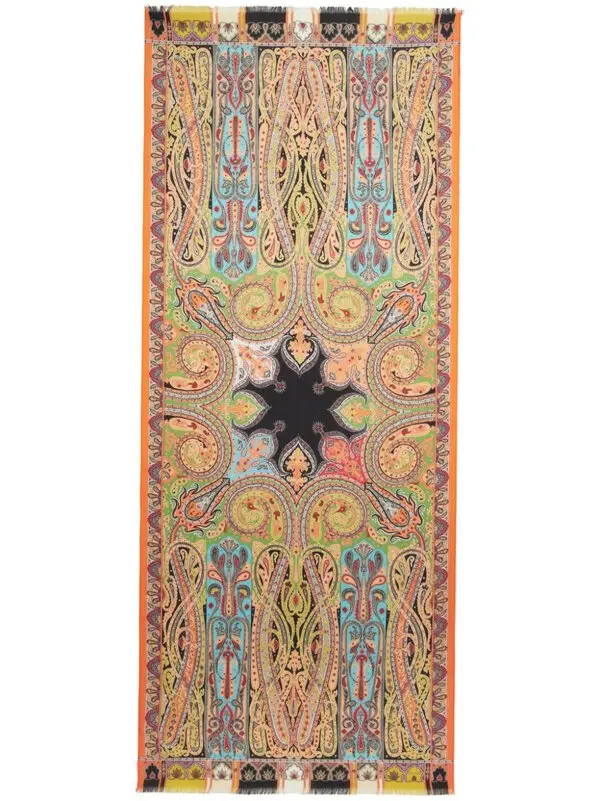 Etro Paisley-print Rectangle-shape Scarf - Orange