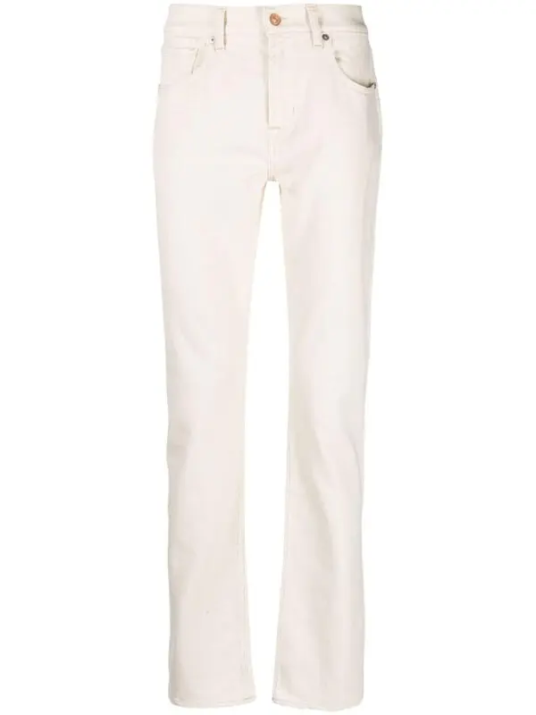 7 For All Mankind Mid-rise Straight-leg Jeans - Neutrals