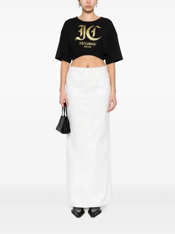 Just Cavalli Logo-print Crop Top - Black