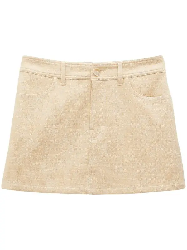 Filippa K A-line Cotton-blend Miniskirt - Neutrals