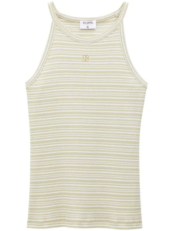 Filippa K Monogram-embroidered Striped Tank Top - Neutrals