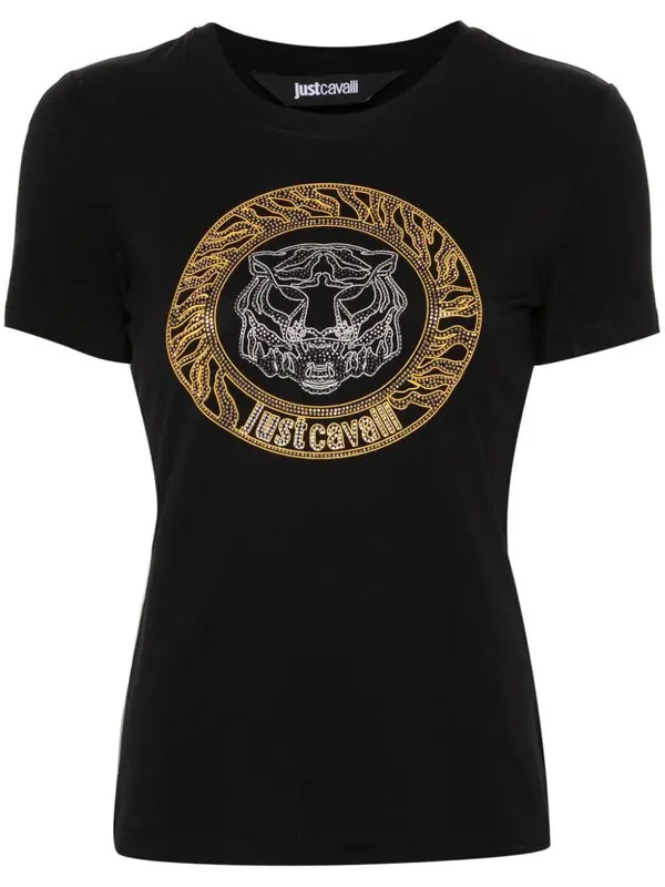 Just Cavalli Rhinestone-embellished Logo T-shirt