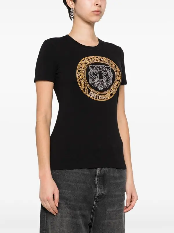 Just Cavalli Rhinestone-embellished Logo T-shirt