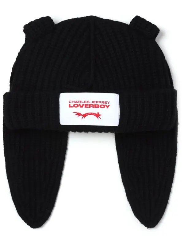 CHARLES JEFFREY Logo-patch Beanie - Black