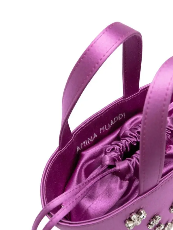 Amina Muaddi Superamini Lily Satin Tote Bag