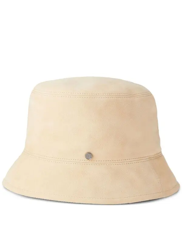 MAISON MICHEL Axel Reversible Leather Bucket Hat - Neutrals