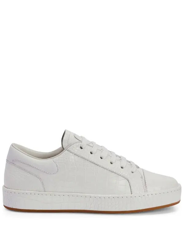 GIUSEPPE ZANOTTI Crocodile-embossed Leather Low-top Sneakers