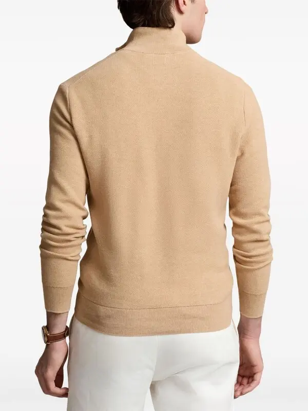 Polo Ralph Lauren Quarter-zip Embroidered Logo Jumper - Neutrals