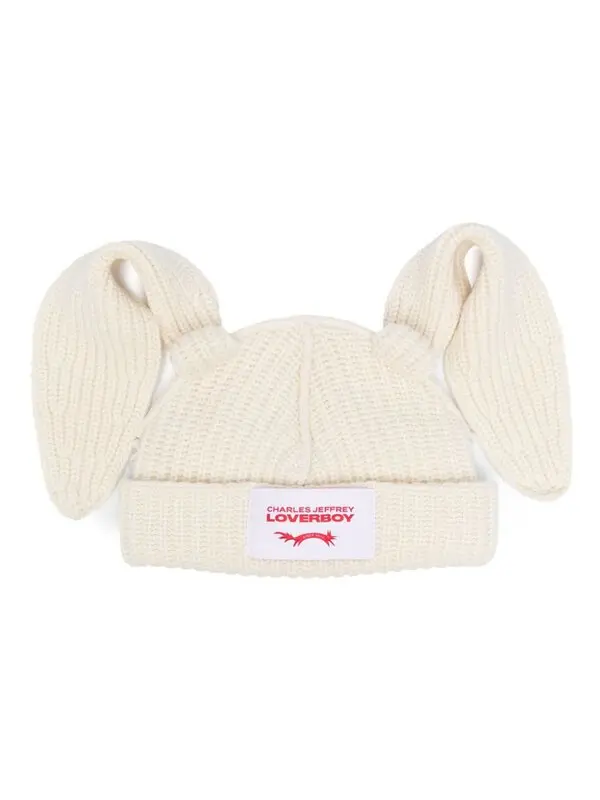 CHARLES JEFFREY LOVERBOY Floppy Bunny Ears Beanie - Neutrals